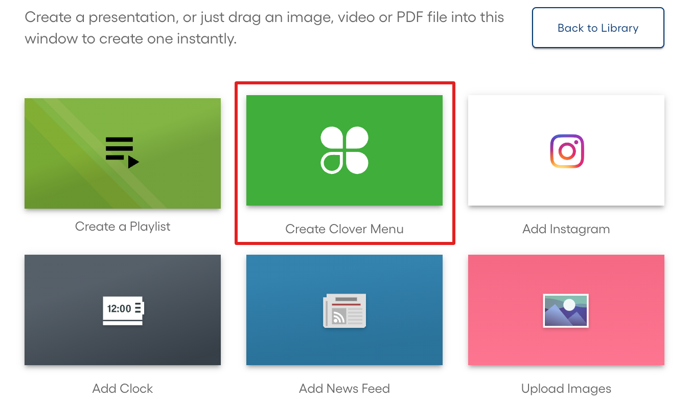How do I display my Clover menus on my Raydiant screens?