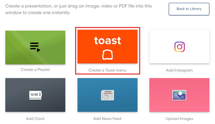 How do I display Toast menus on my Raydiant screens?