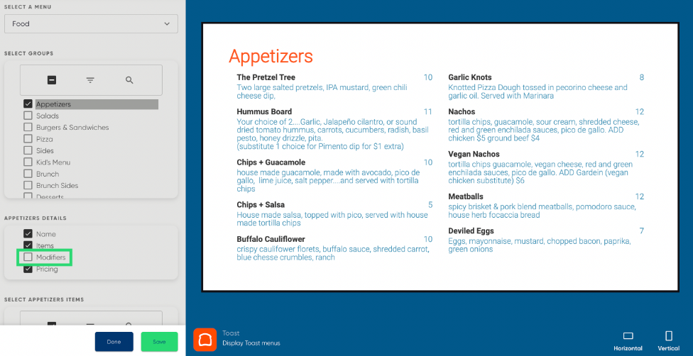 How do I display Toast menus on my Raydiant screens?