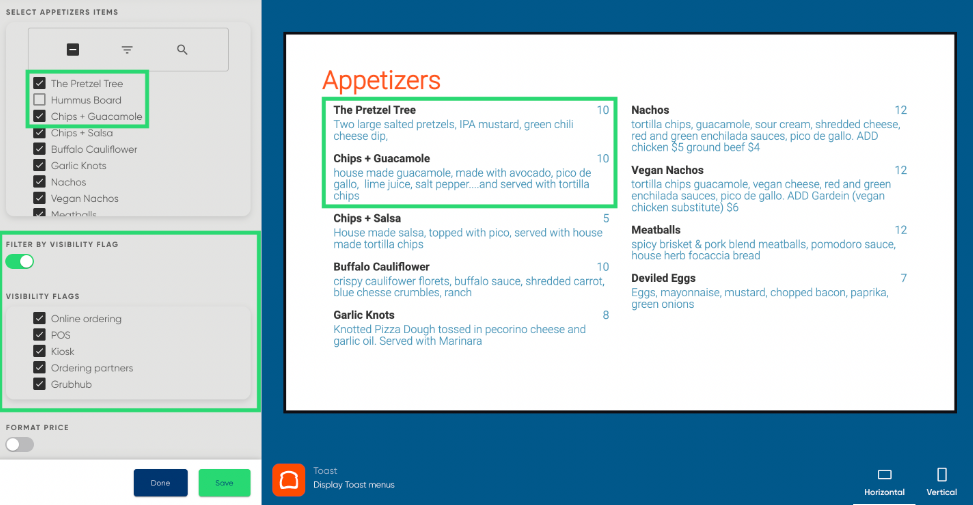 How do I display Toast menus on my Raydiant screens?