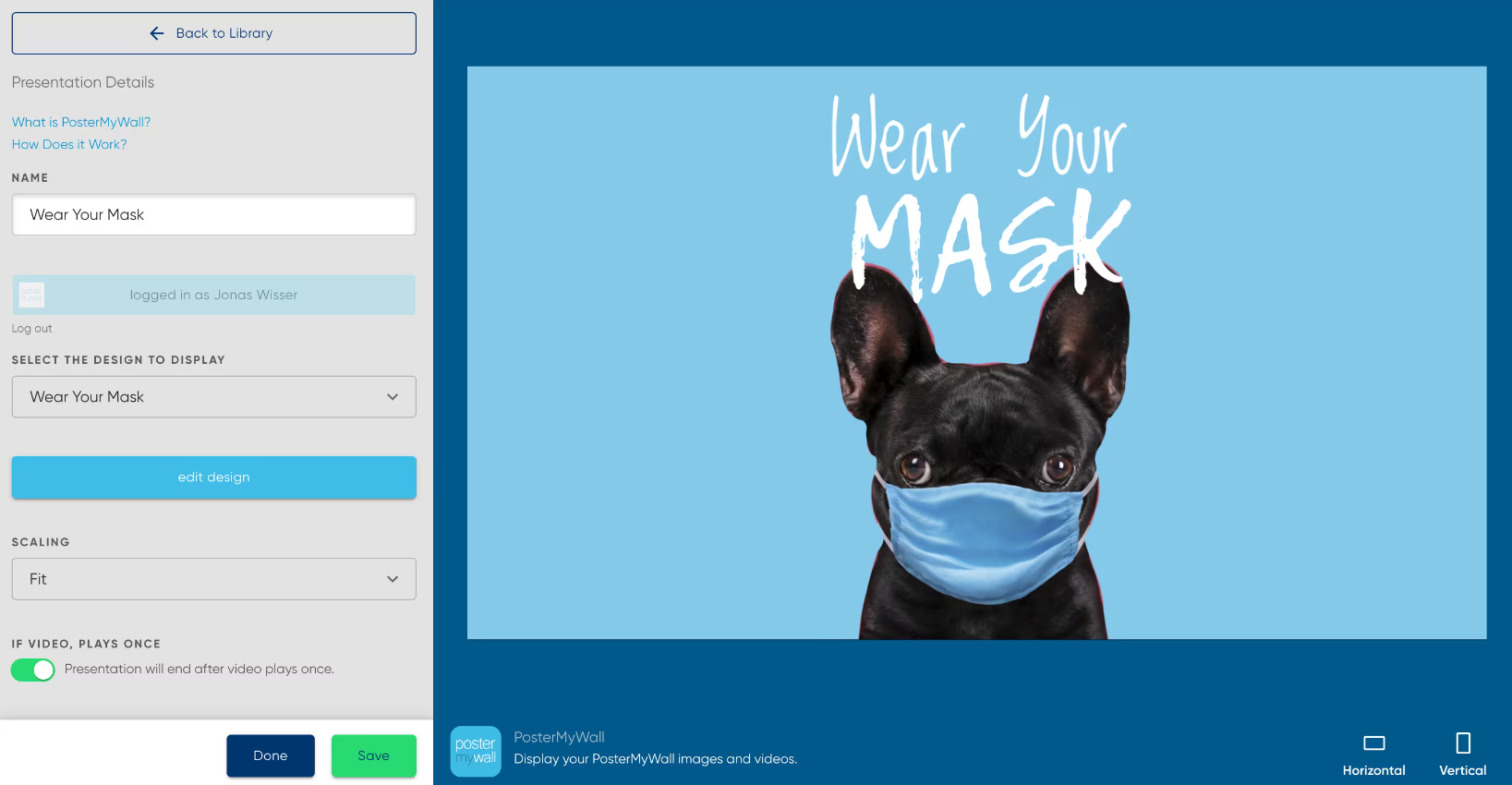 How do I display PosterMyWall designs on my Raydiant screens?