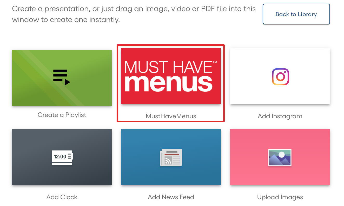 How do I display Must Have Menus on my Raydiant screens?