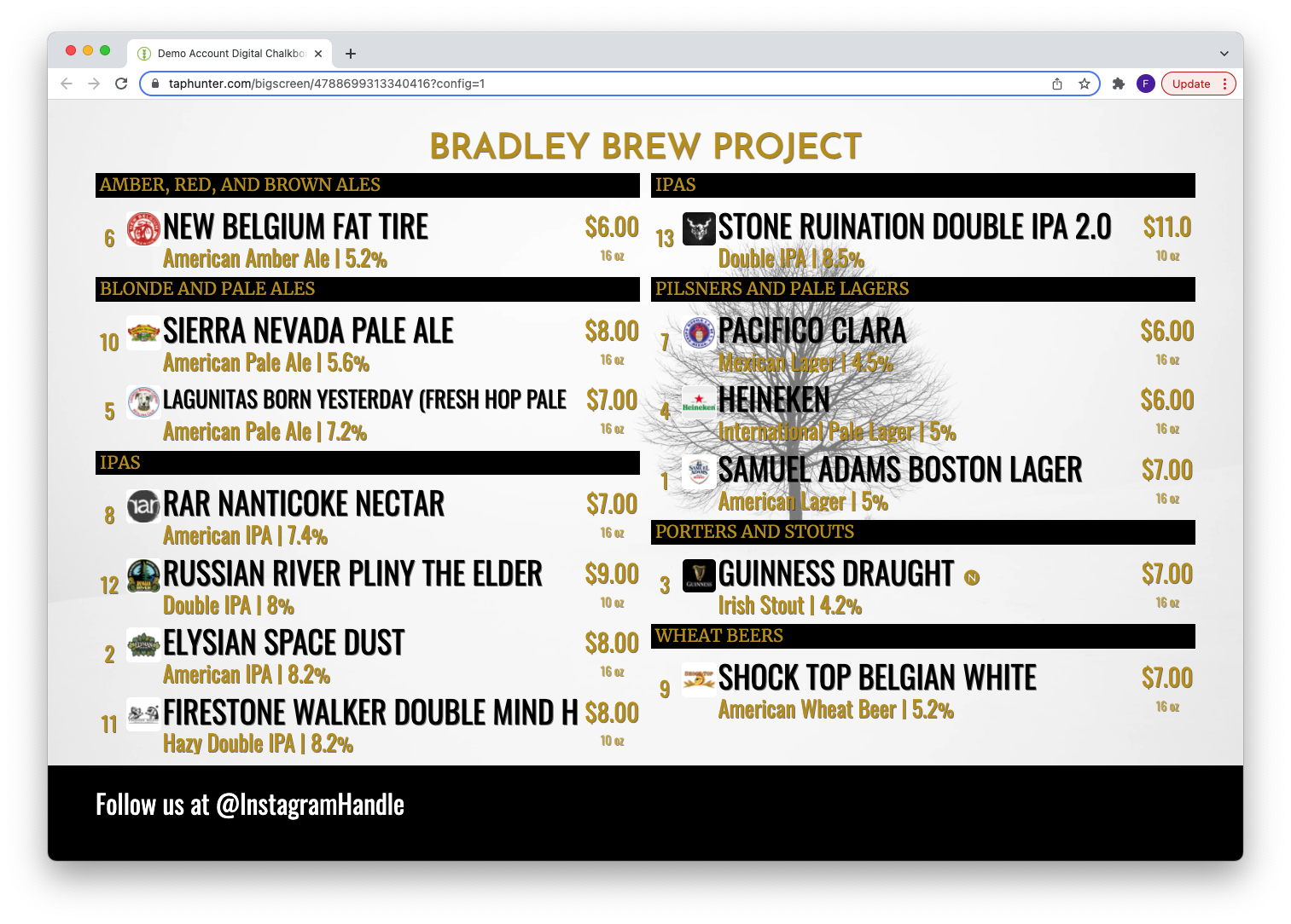How do I display my Evergreen/TapHunter menus on my Raydiant screens?