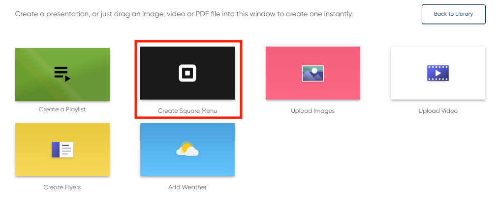 How do I display my Square menus on my Raydiant screens?