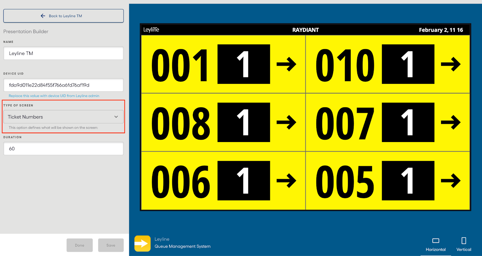How do I display Leyline on my Raydiant screens?