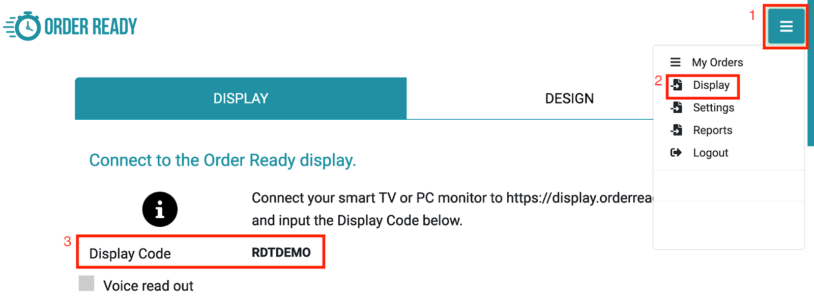 How do I display OrderReady on my Raydiant screens?
