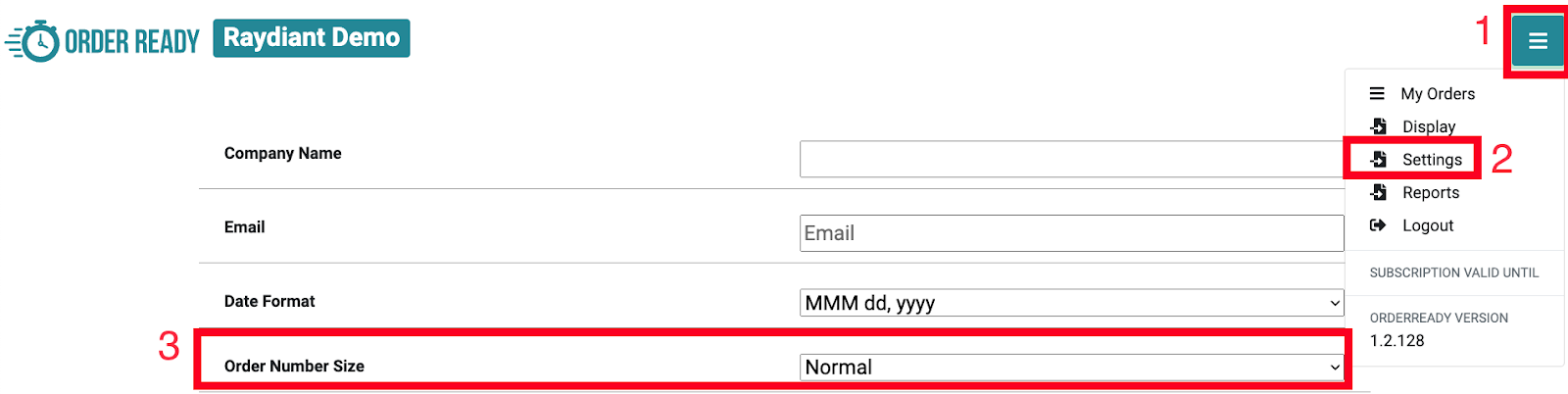 How do I display OrderReady on my Raydiant screens?