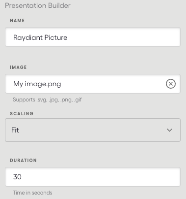 How do I display Pictures on my Raydiant screens?