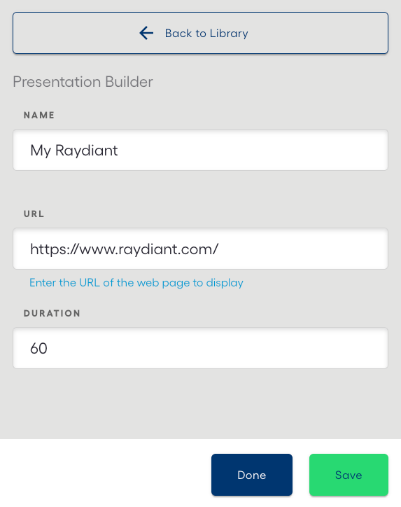 How do I display Web Pages on my Raydiant screens?