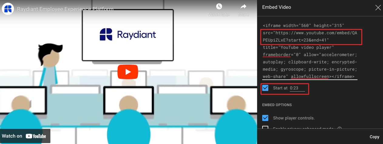 How do I display YouTube videos on my Raydiant screens?
