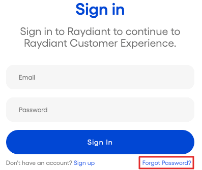 How do I change my Raydiant password?