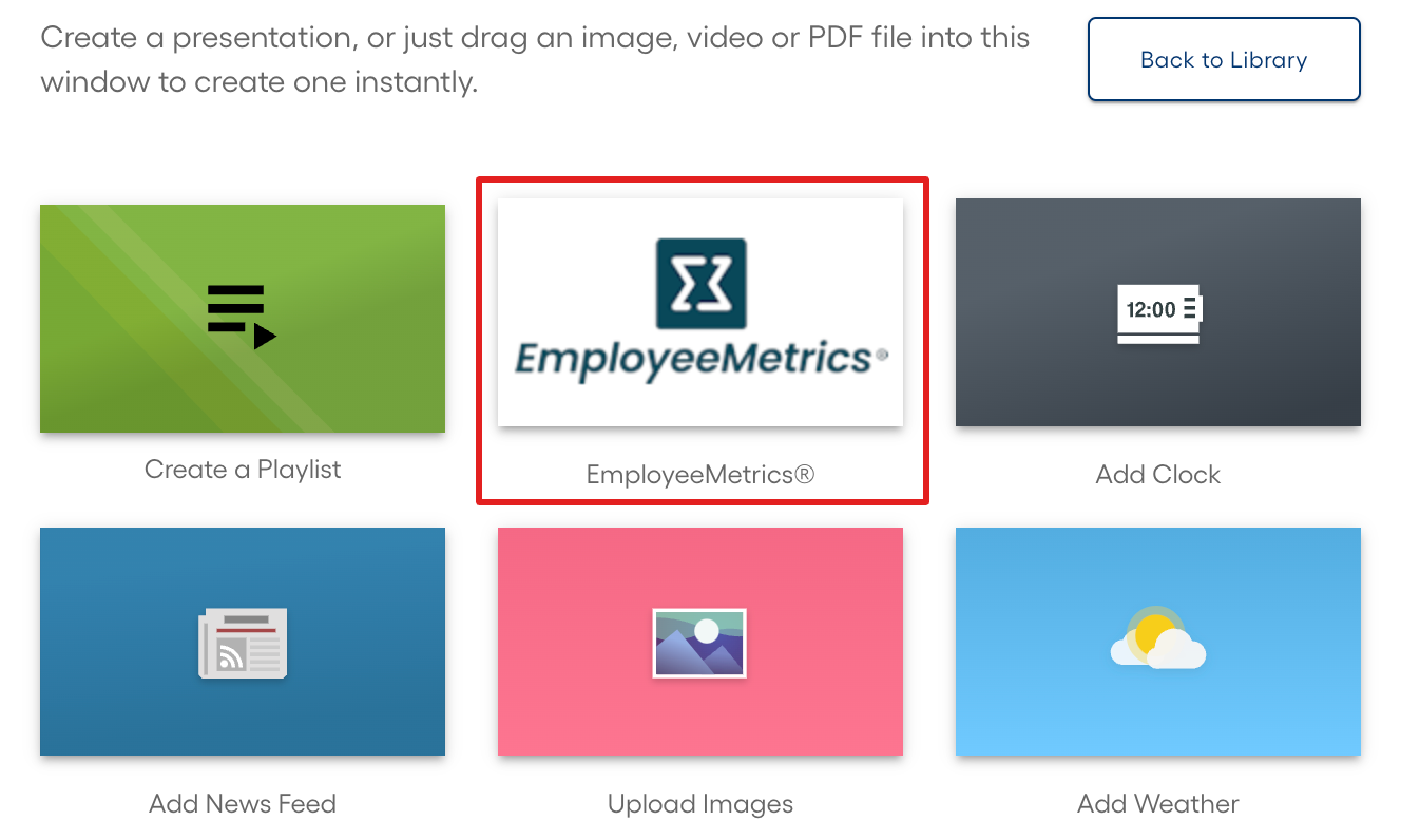 How do I display EmployeeMetrics® on my Raydiant screens?