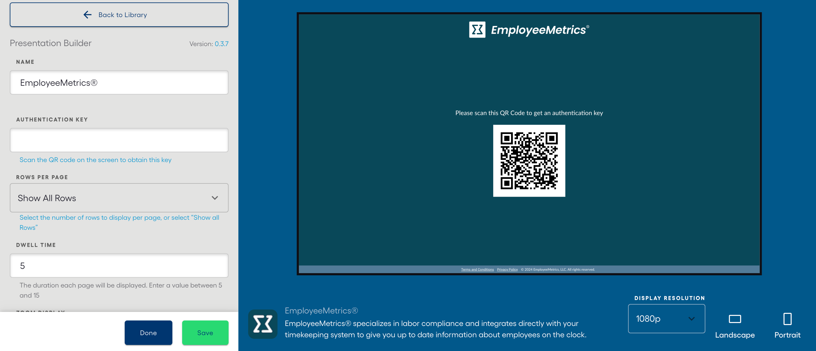 How do I display EmployeeMetrics® on my Raydiant screens?