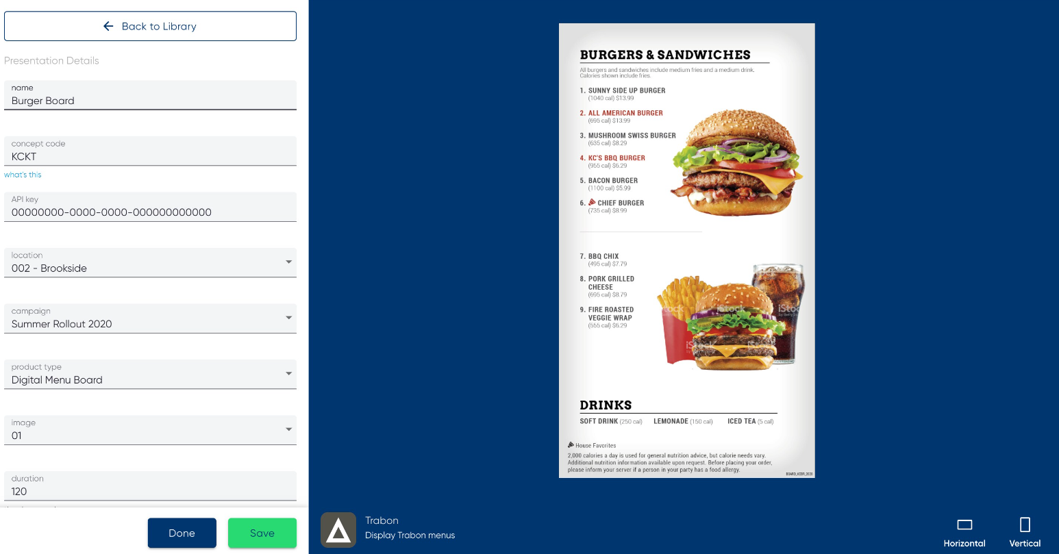 How do I display Trabon MenuNet on my Raydiant screens?