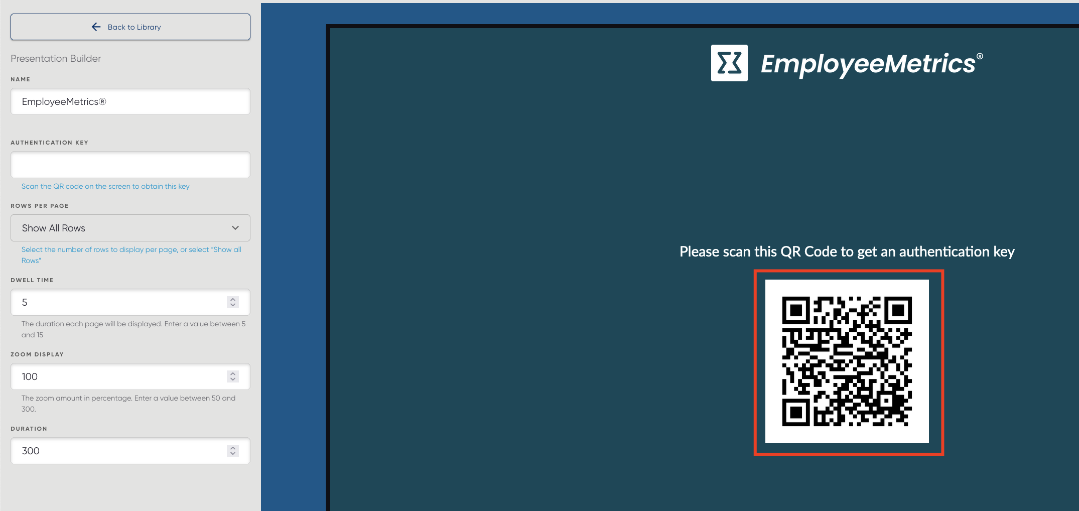 How do I display EmployeeMetrics® on my Raydiant screens?