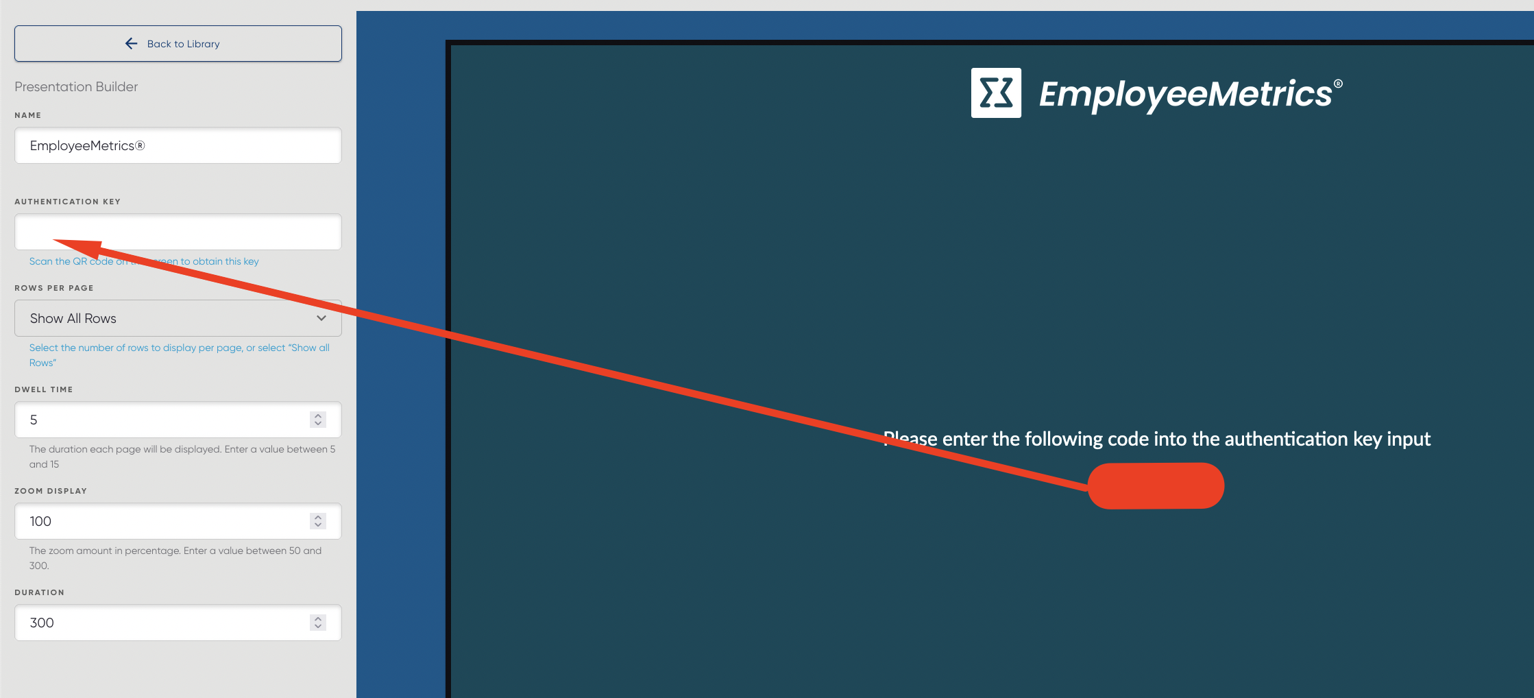 How do I display EmployeeMetrics® on my Raydiant screens?