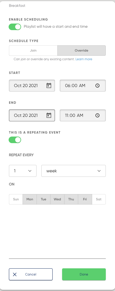 Scheduling content in advance