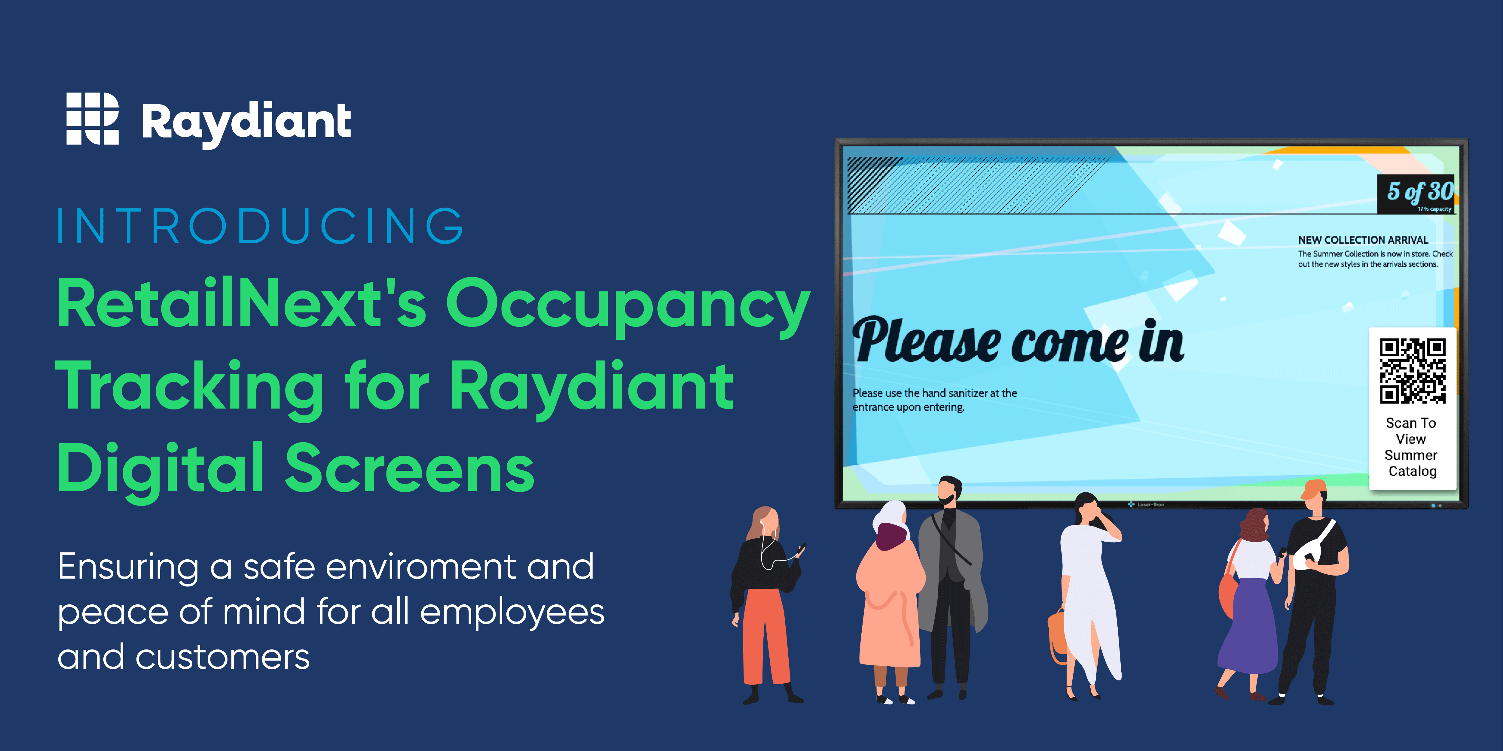 How do I display RetailNext Occupancy Tracking on my Raydiant screens?