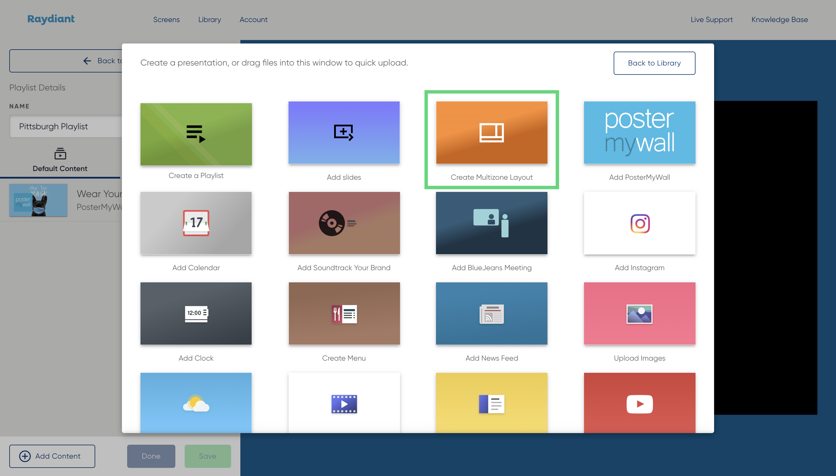 How do I set up multizone on my Raydiant screens?