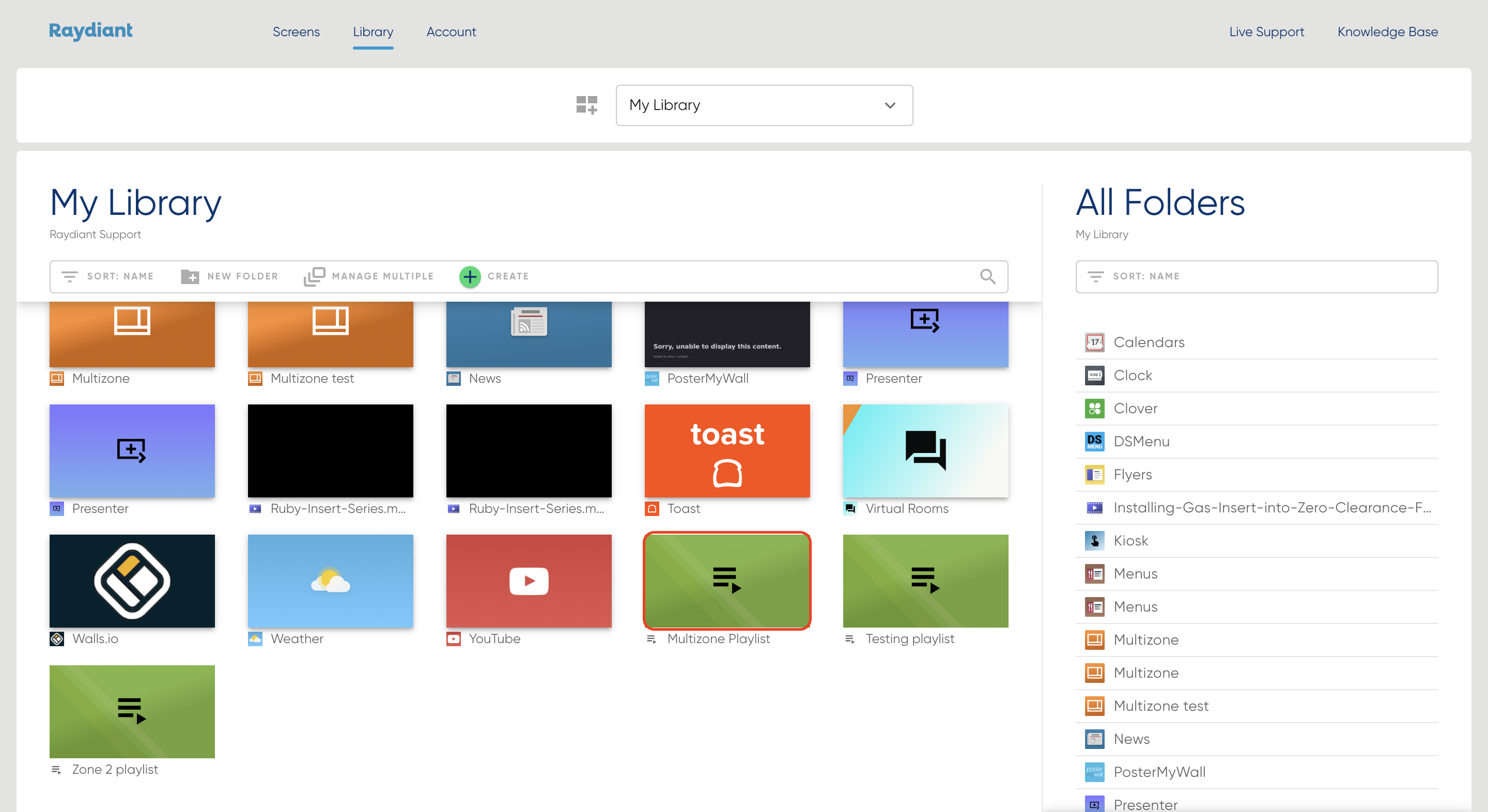 How do I set up multizone on my Raydiant screens?