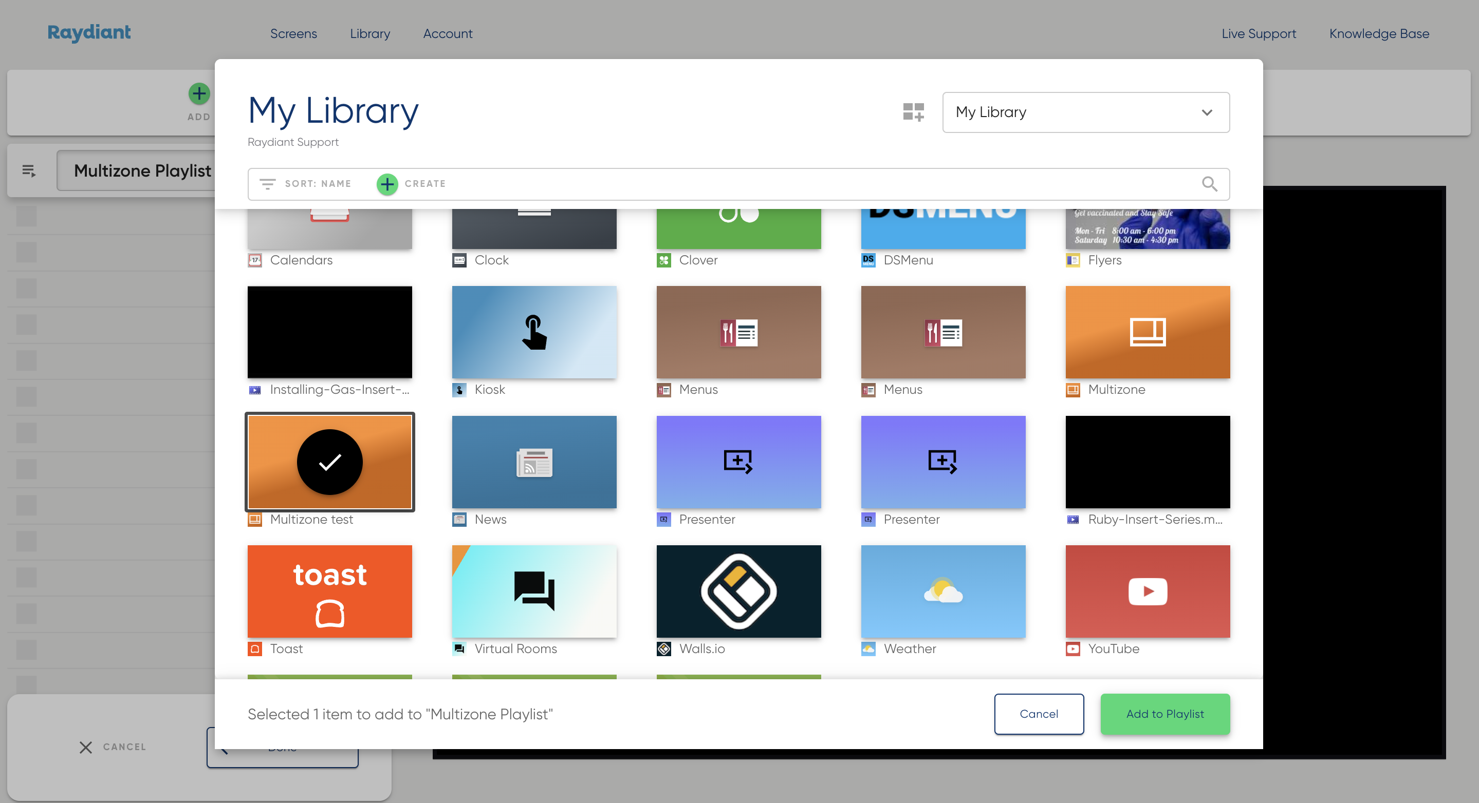 How do I set up multizone on my Raydiant screens?