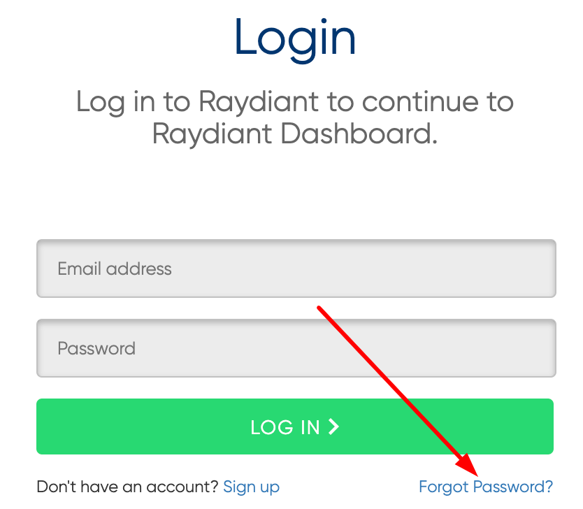 How do I change my Raydiant password?