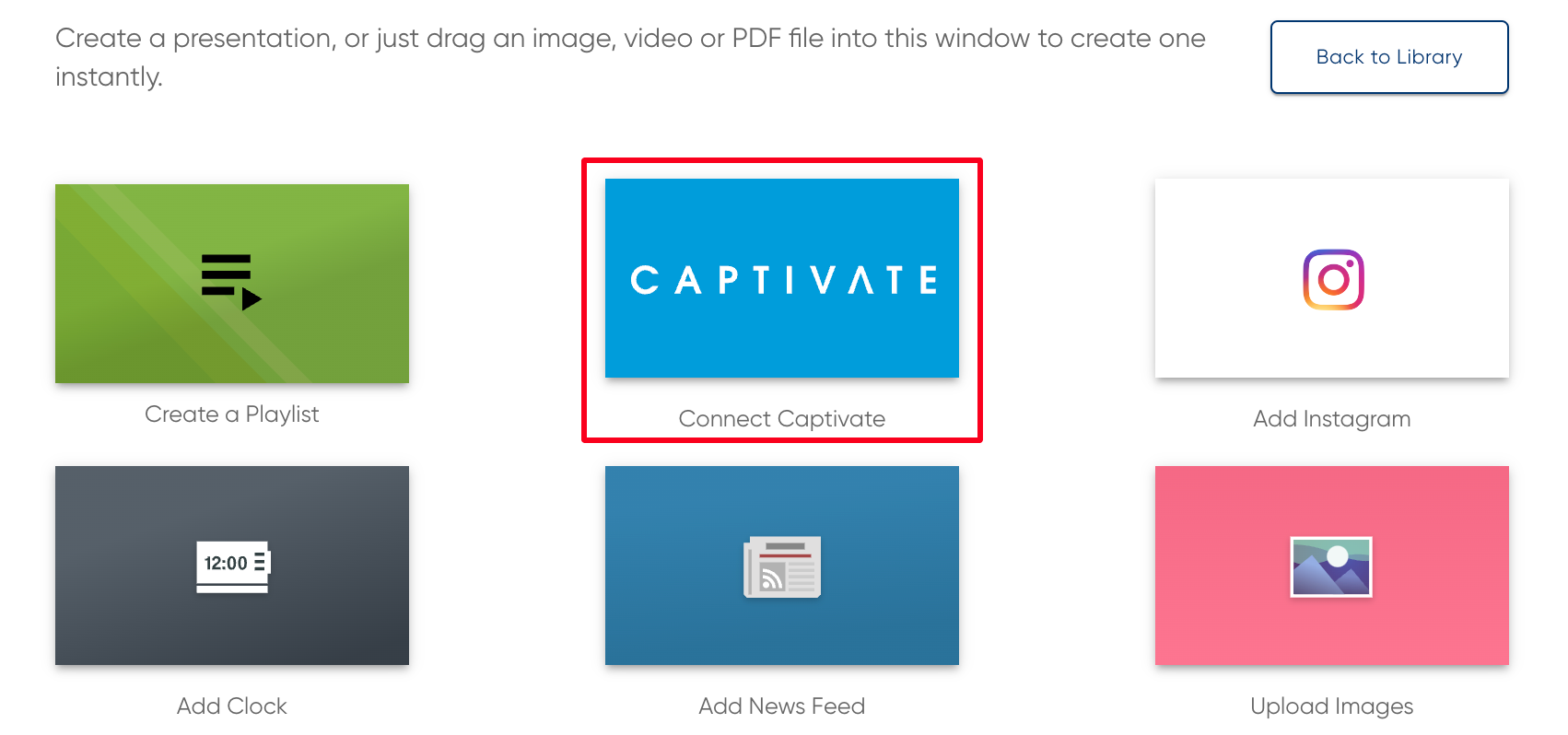How do I display Captivate digital signages on my Raydiant screens?