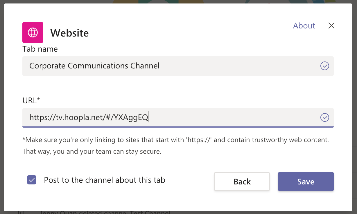 Adding a Raydiant Engage Channel to a MS Teams Tab (Raydiant Engage)